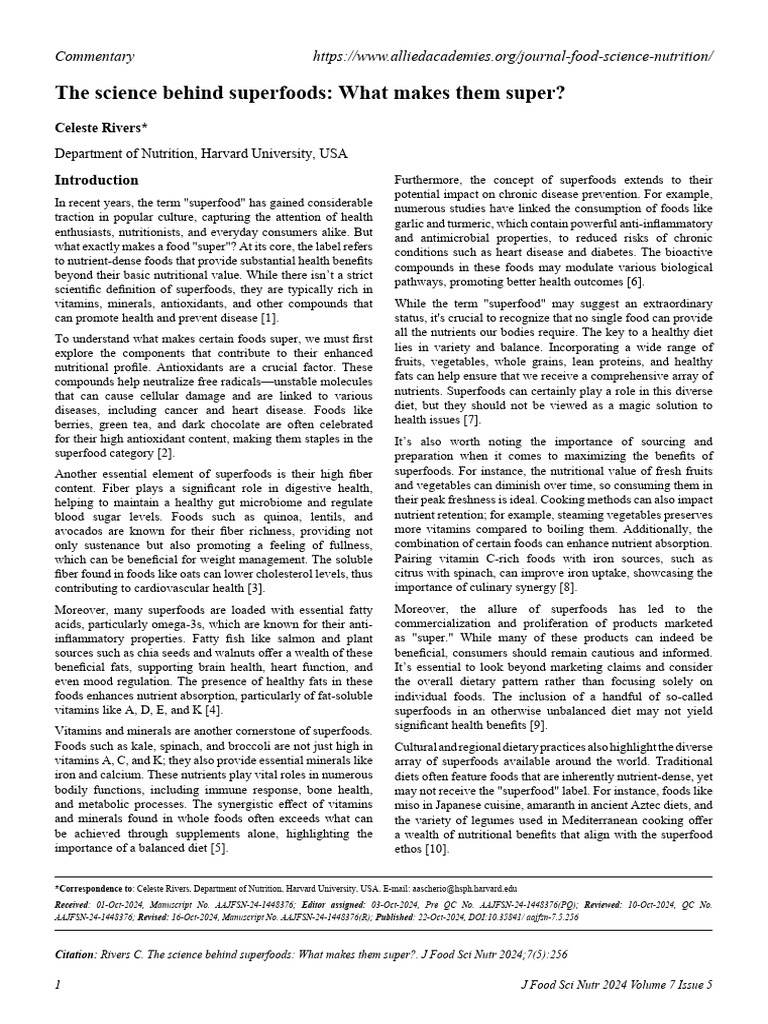 The Science Behind Superfoods What Makes Them Super | PDF | Dietary ...
