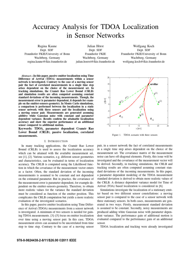 Accuracy Analysis For TDOA Localization in Sensor Networks | PDF | Variance | Normal Distribution