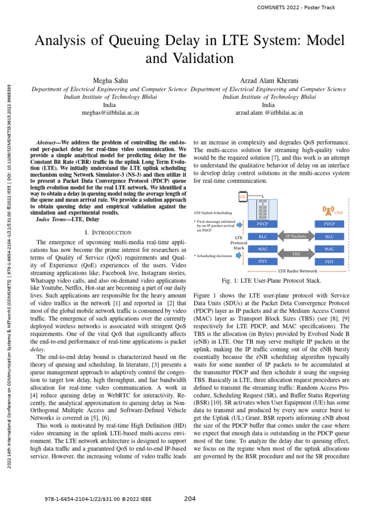 LTE Queuing Delay Analysis Model | PDF | Quality Of Service | Computer ...