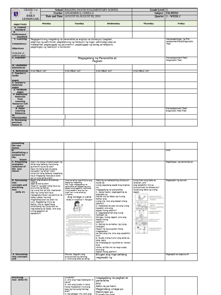 FILIPINO WEEK 2 | PDF