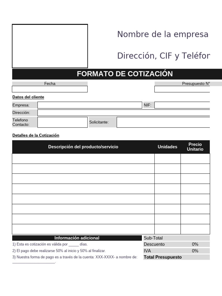 Formato de Cotizacion Gratis | PDF