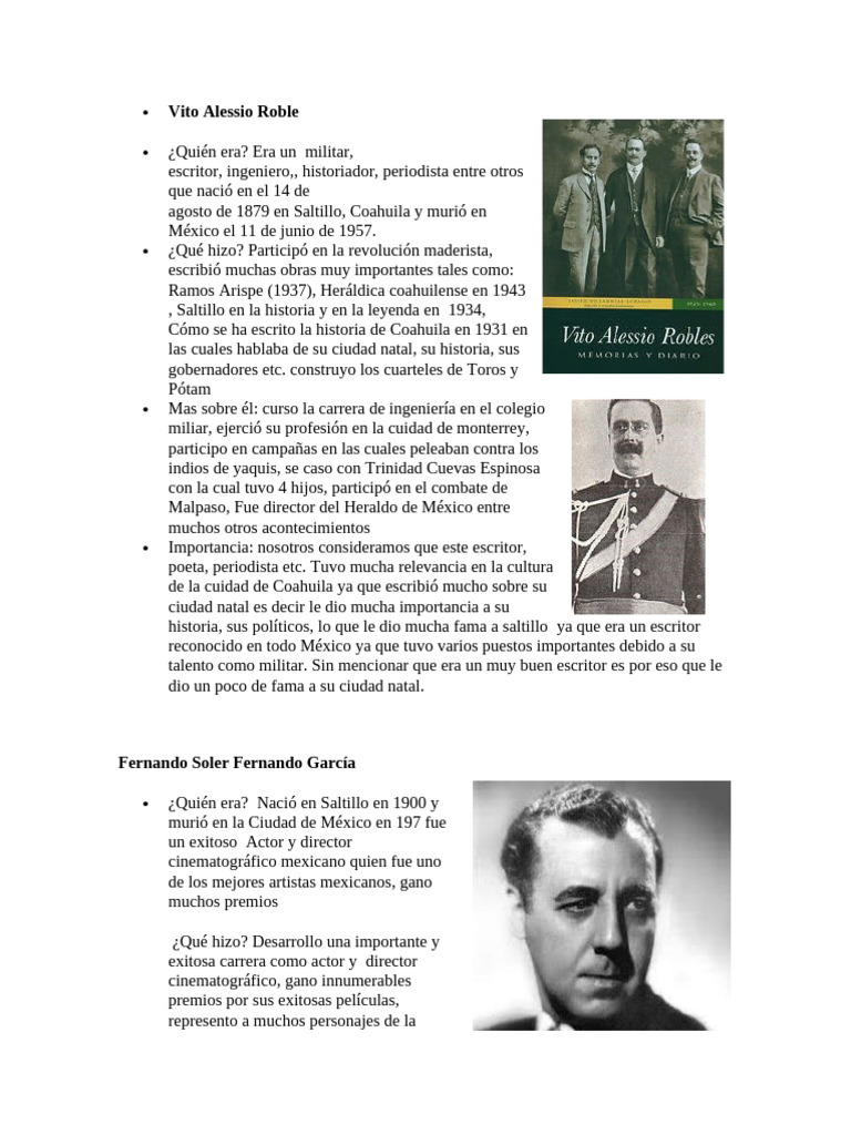 5 Personajes Ilustres de Saltillo | PDF