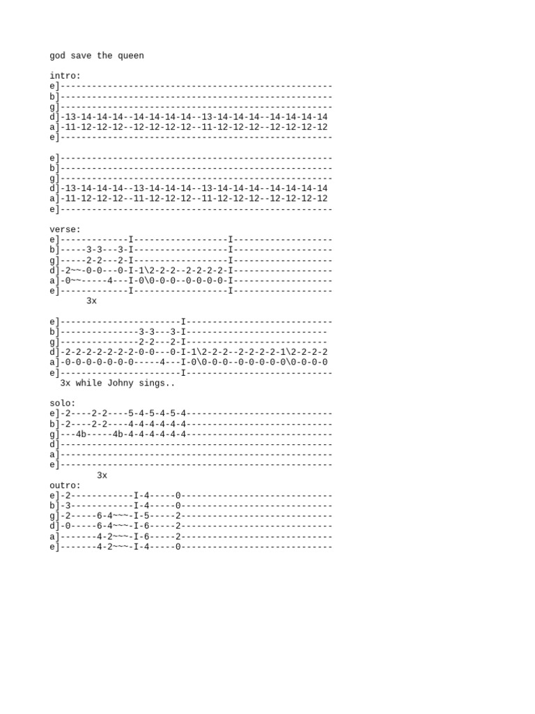 God Save The Queen Tab | PDF