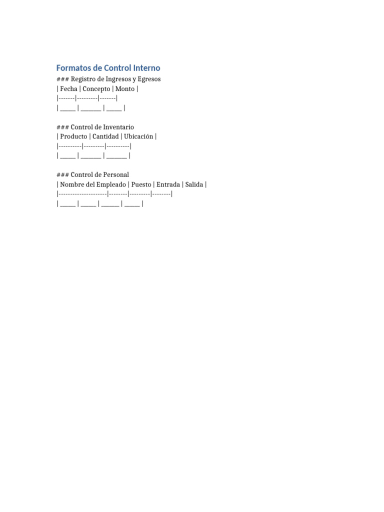 Formatos de Control Interno Efectivos | PDF