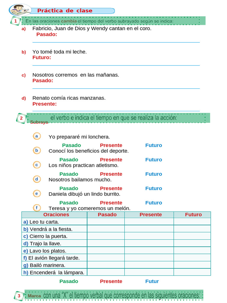 Tiempos Verbales para Segundo Grado de Primaria | PDF