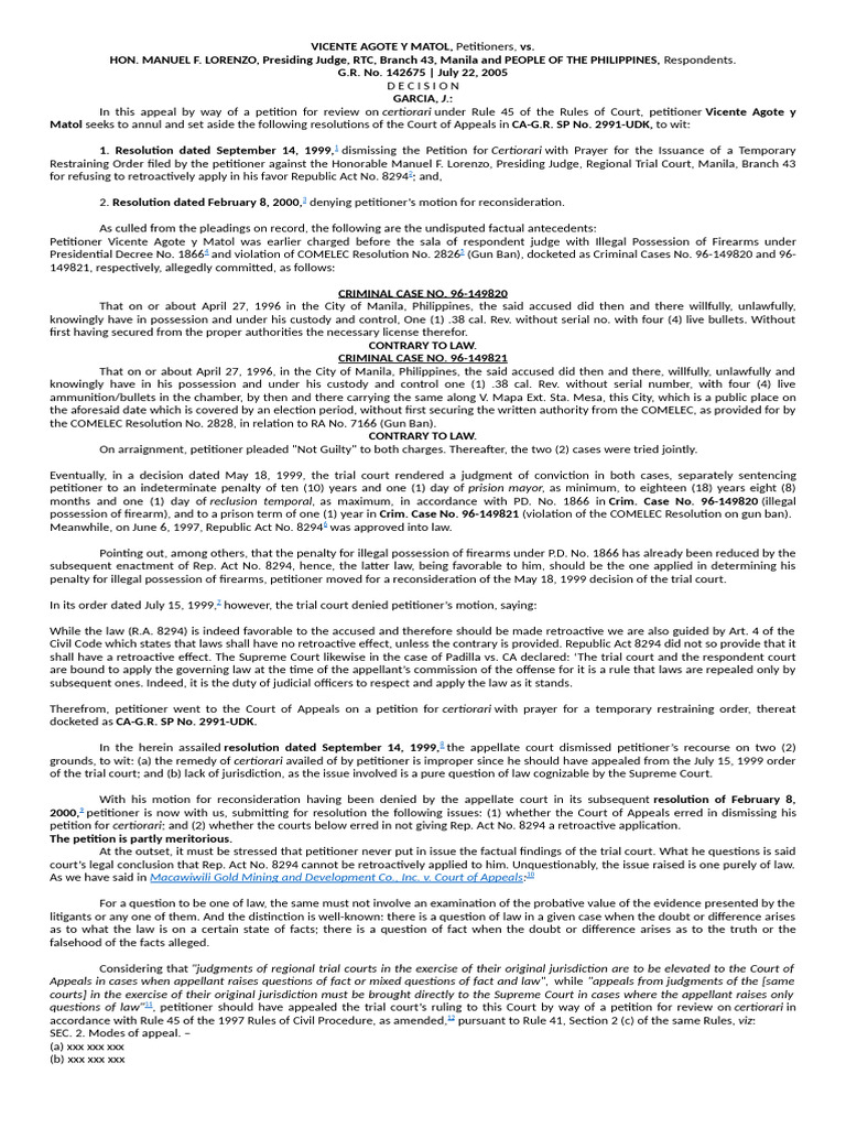 SPL CASE | PDF | Certiorari | Crimes