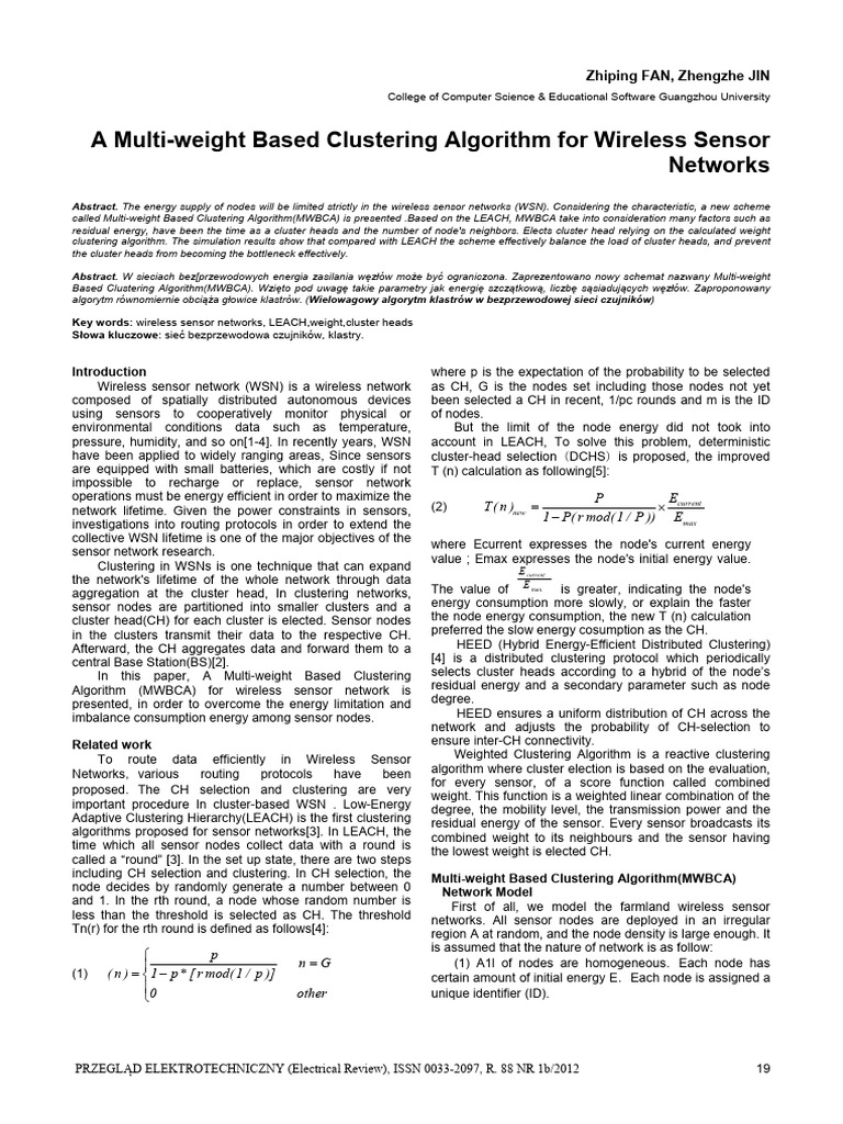 A Multi Weight Based Clustering Algorithm For Wireless Sensor Networks 2155