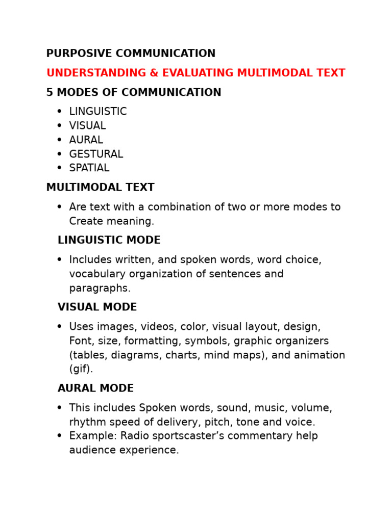Understanding and Evaluating Multimodal Texts | PDF