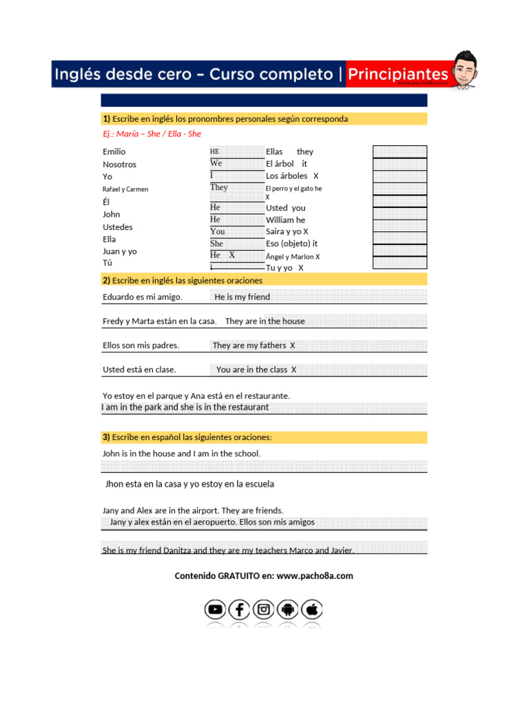 Lección 1 - Pronombres Personales y Verbo To Be | PDF | Sintaxis | Morfología Lingüística