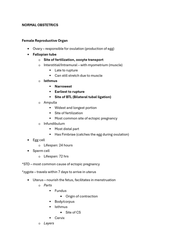 Normal Obstetrics: Parts | PDF | Menstrual Cycle | Medical Specialties