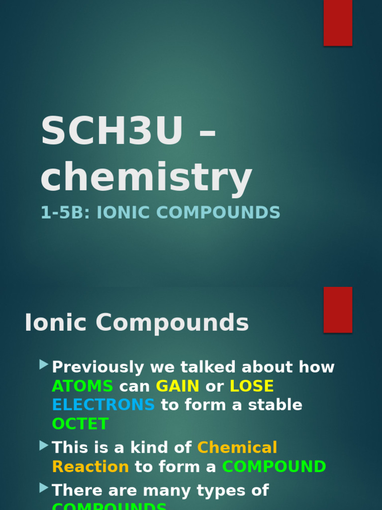 SCH3U - Chemistry 1-5B | PDF | Chemical Compounds | Ion