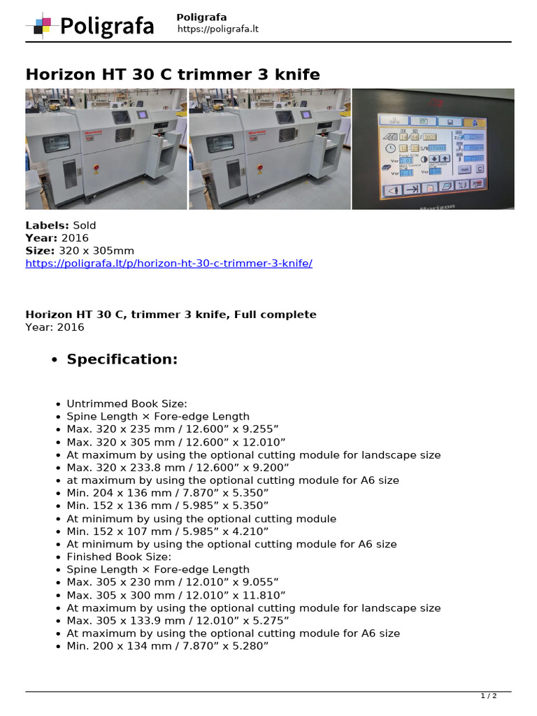 Horizon HT 30 C Trimmer Specs 2016 | PDF | Electricity | Electrical ...