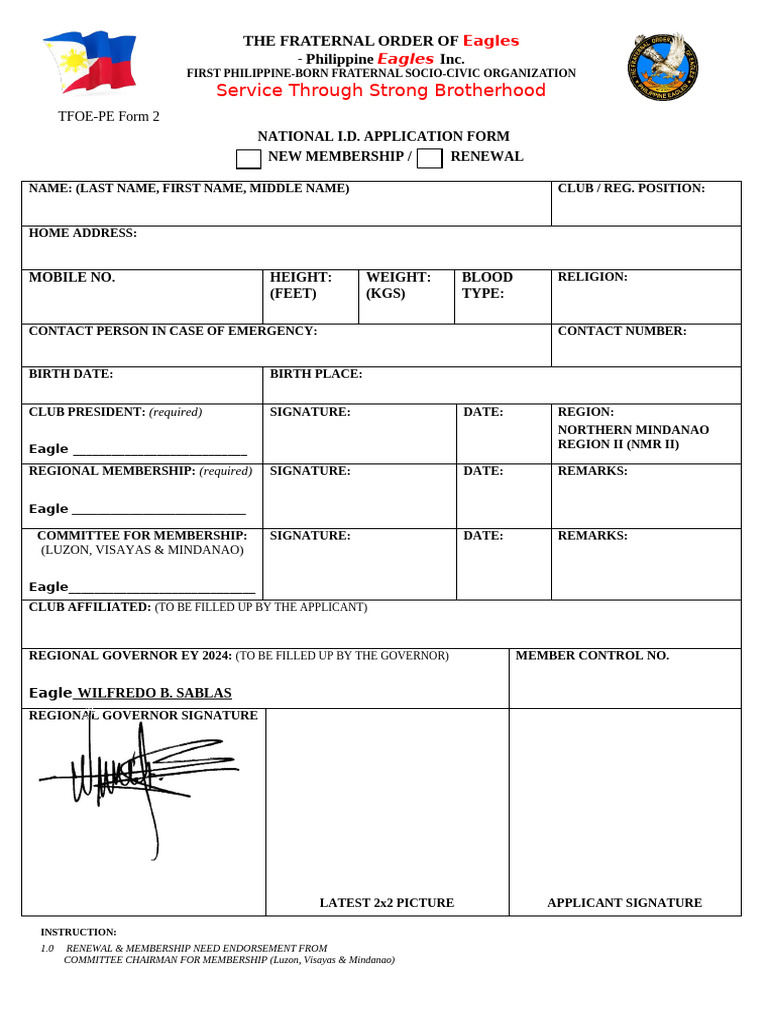 Tfoe Pe Id Form | PDF