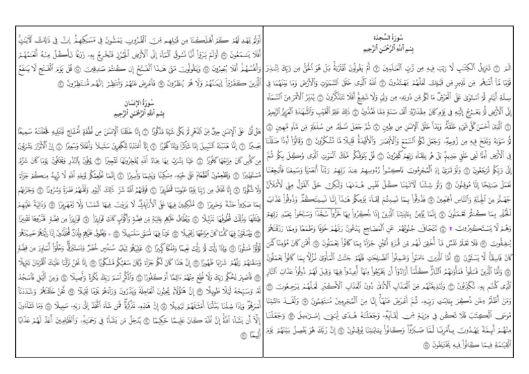 Poster Surah As-Sajdah & Al-Insan | PDF