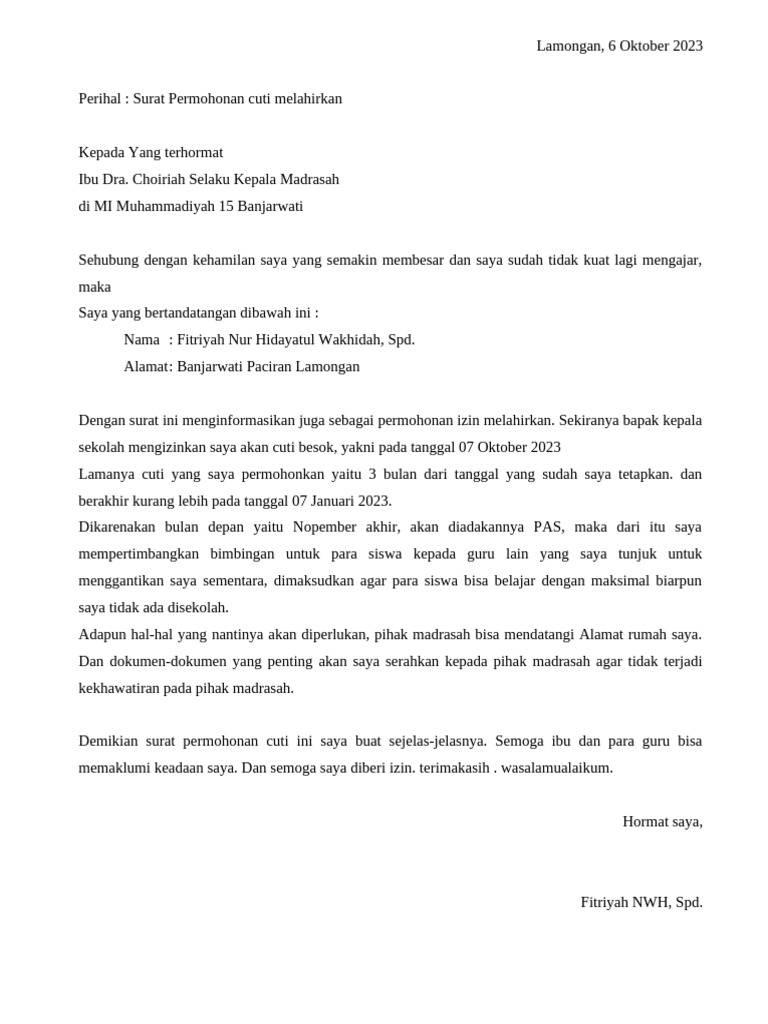 Surat Cuti | PDF