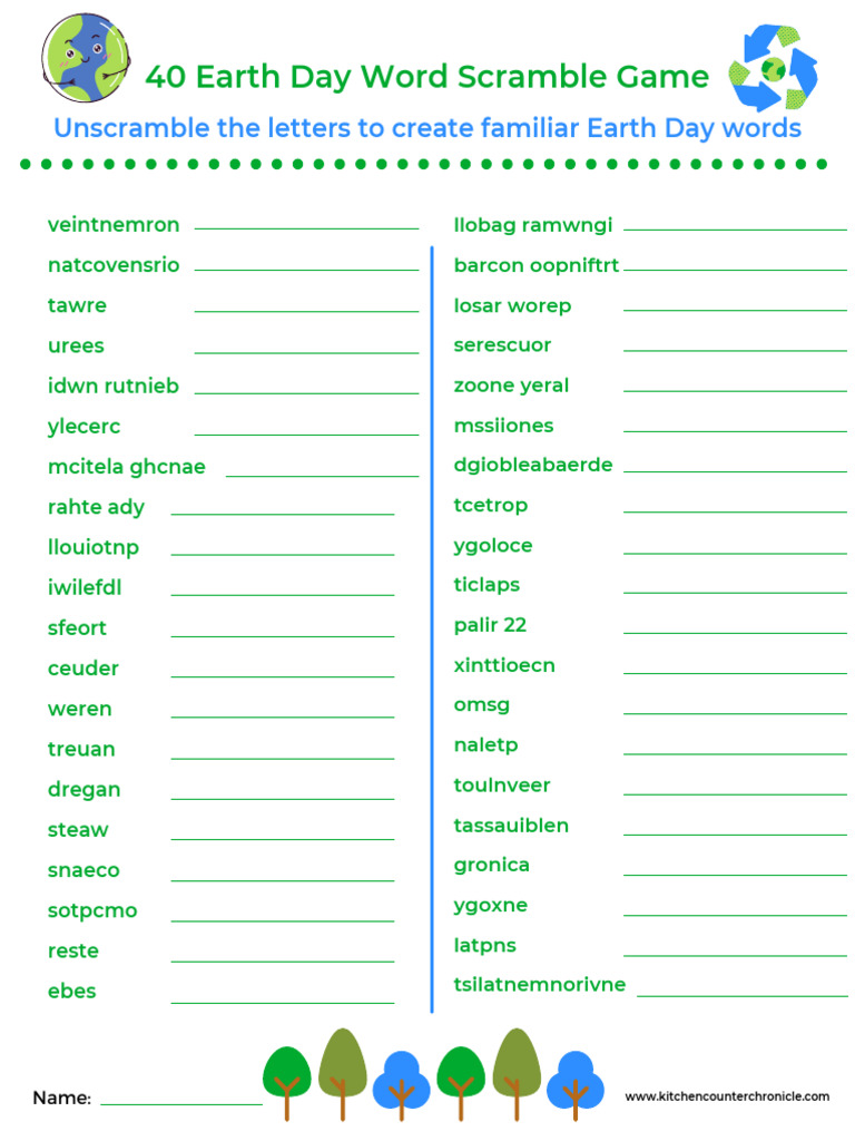 Earth Day Word Scramble Game | PDF