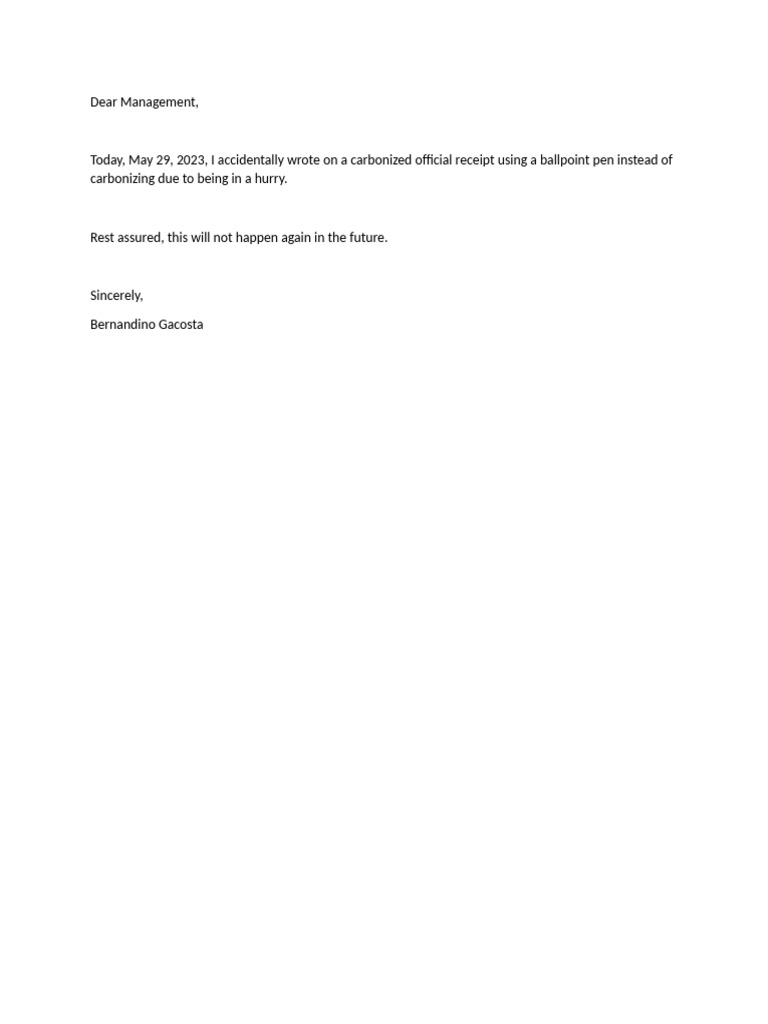 Dear Management | PDF