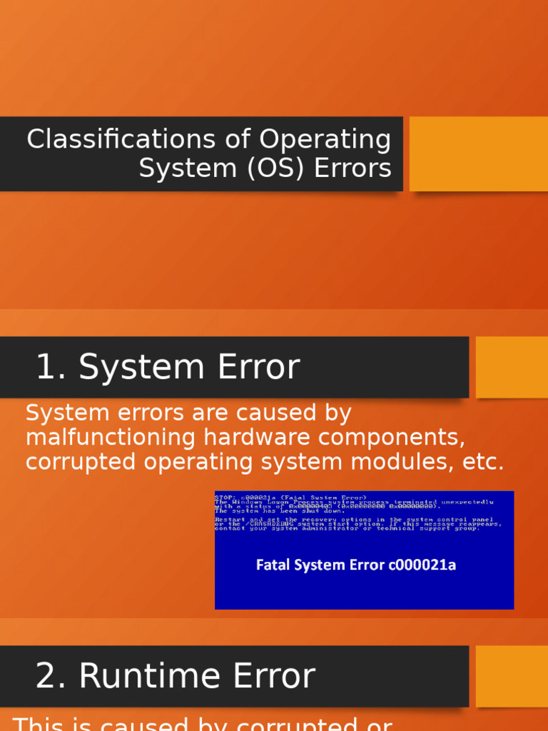 Lesson 2 Classifications of Operating System (OS) Errors | PDF