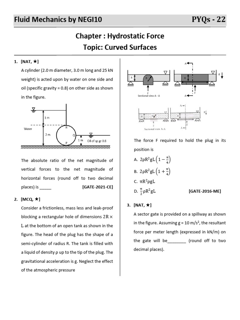 FM PYQs & NTPP -22 | PDF | Pressure | Force