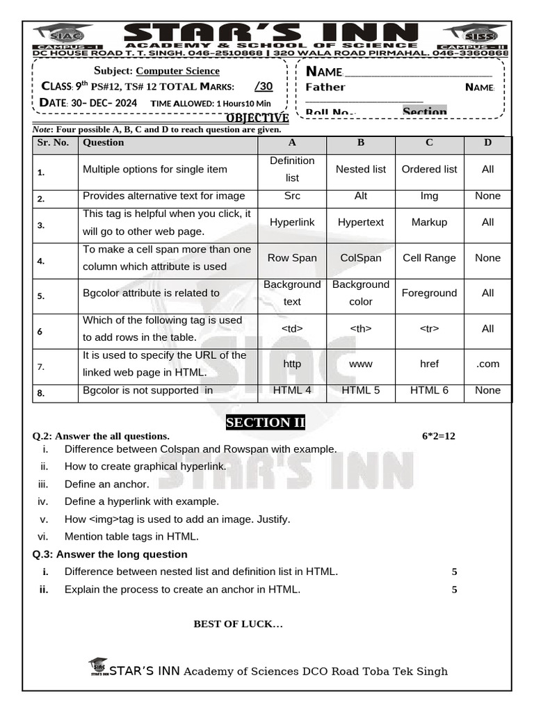 9TH CS (CH 5-2ND Half) 30-12-24 | PDF | Html | Hyperlink