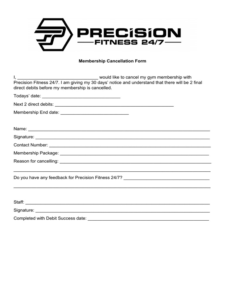 Membership Cancellation Form | PDF