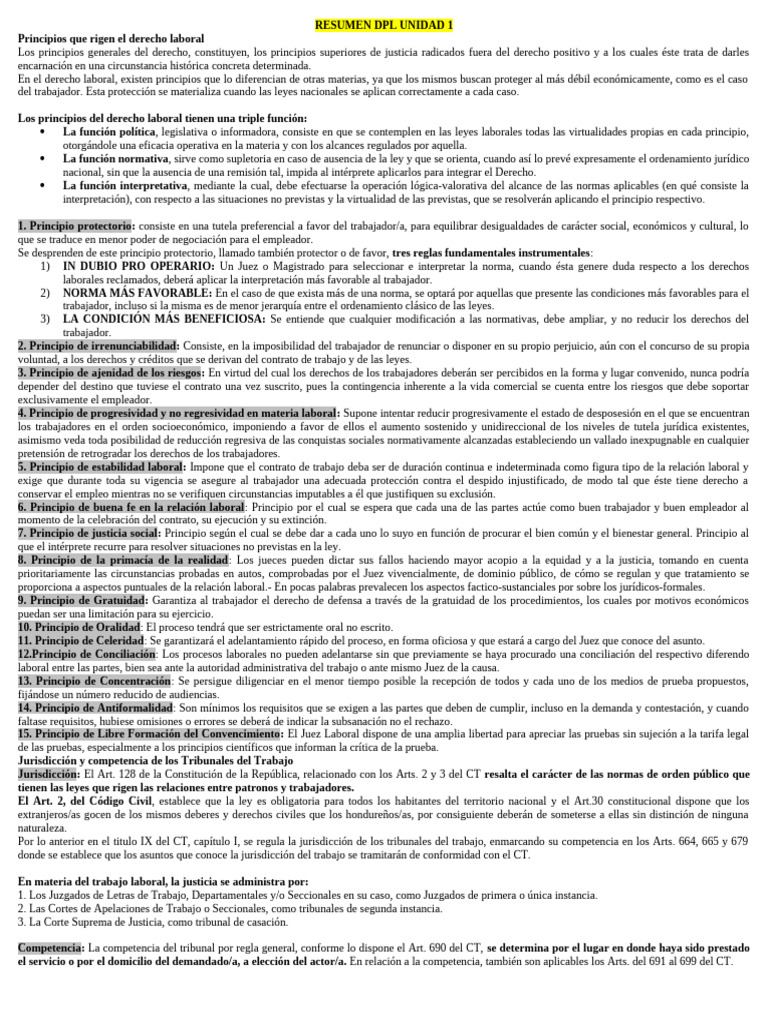 Resumen - DPL Unidad 1 | PDF | Derecho laboral | Demanda judicial