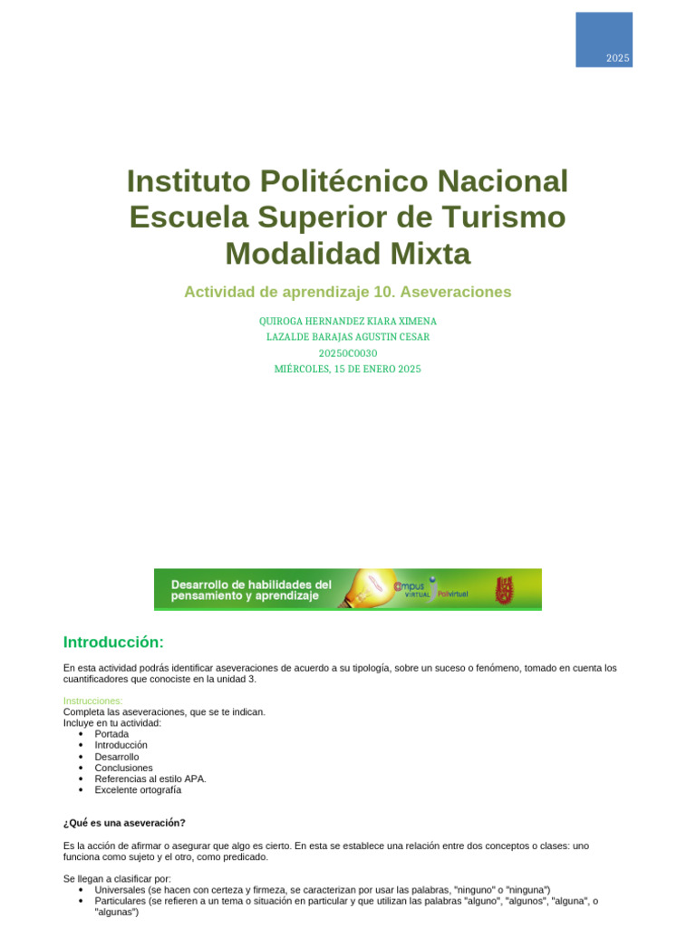 U3 Act10 Aseveraciones | PDF