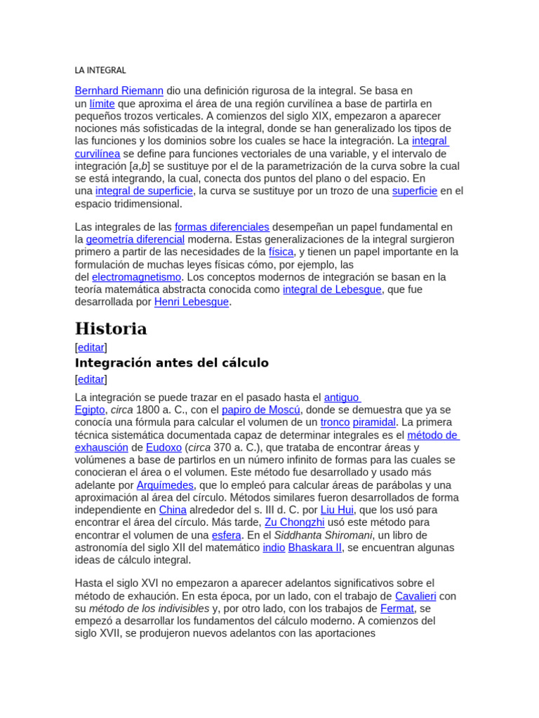 La Integral | PDF | Integral | Cálculo