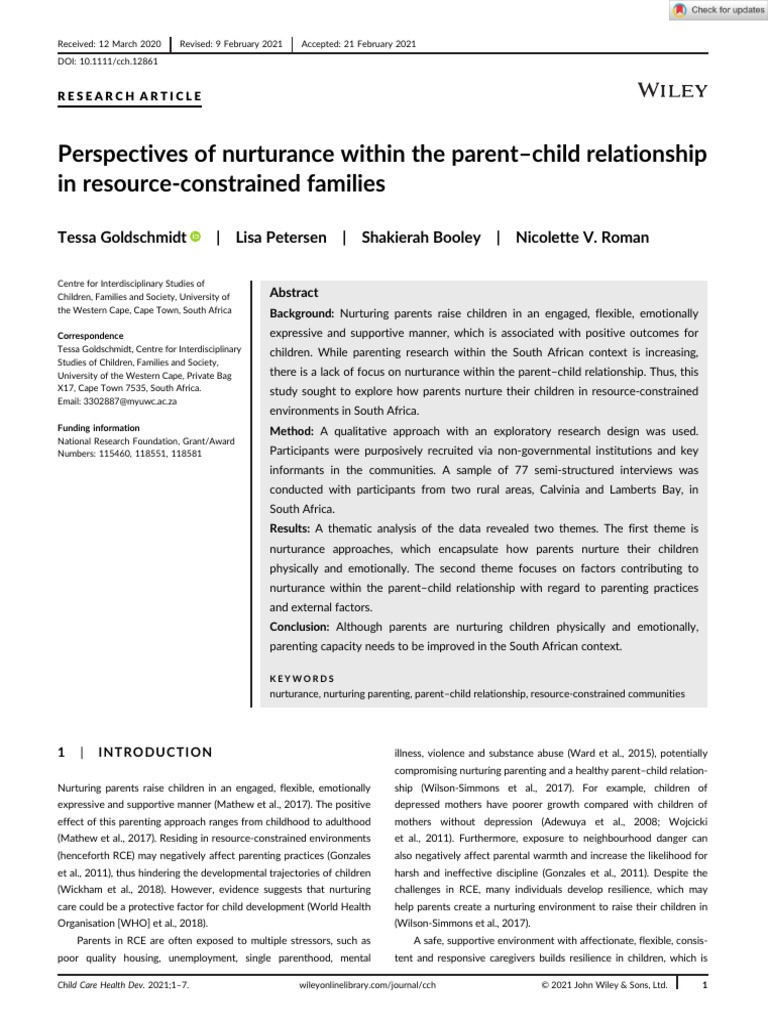 Nurturance in Resource-Constrained Families | PDF | Parenting ...