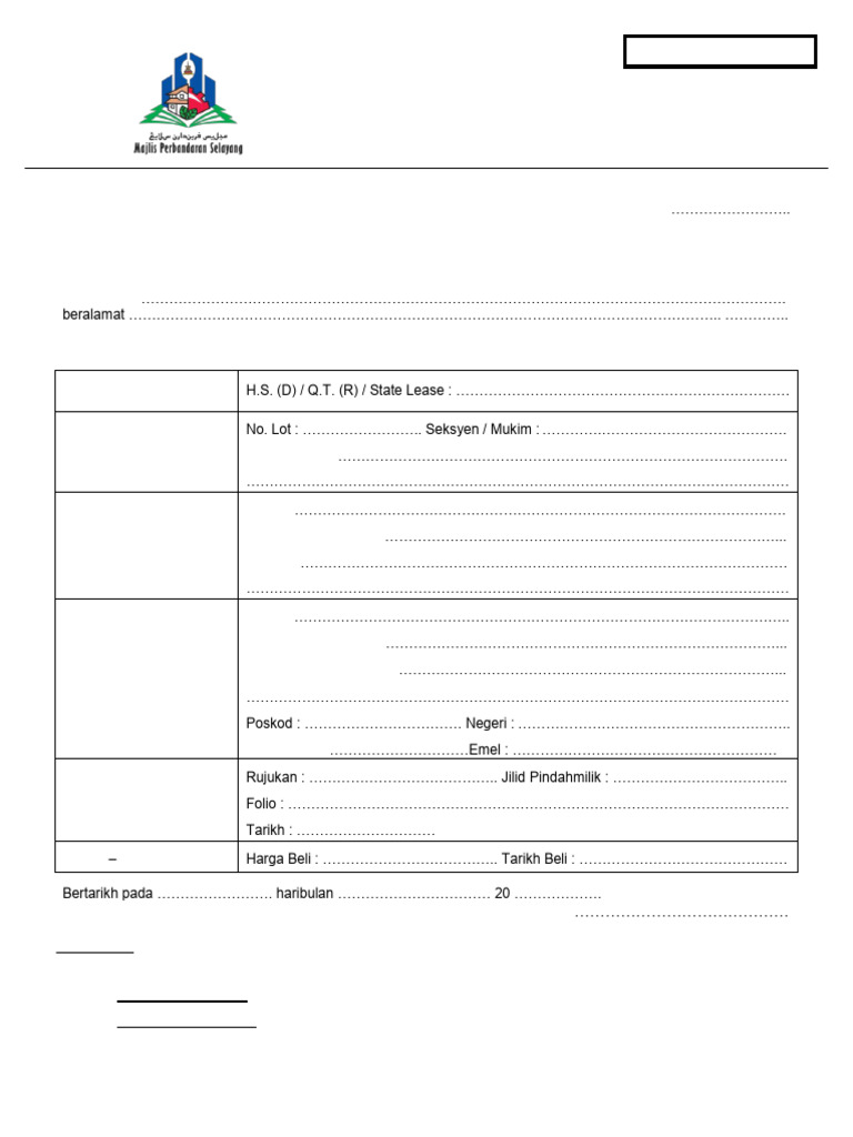 Cukai Taksiran Selayang (Borang I & J) | PDF