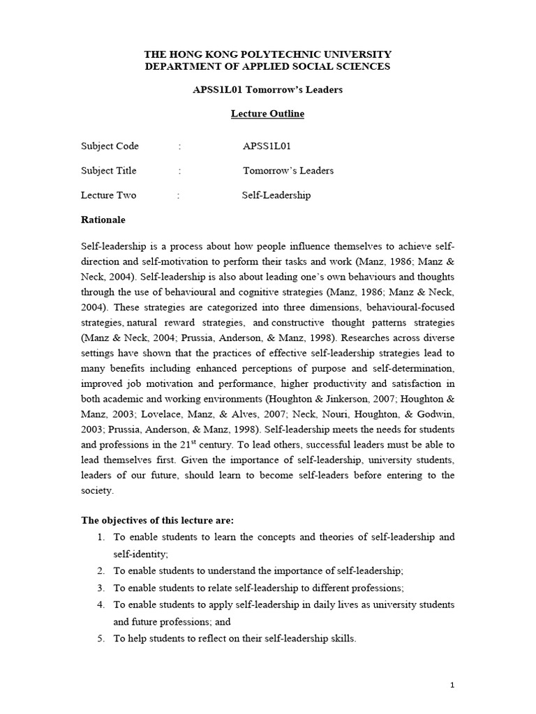 L2 - Lecture Outline (Students' Version) | PDF | Organizational Behavior | Psychology