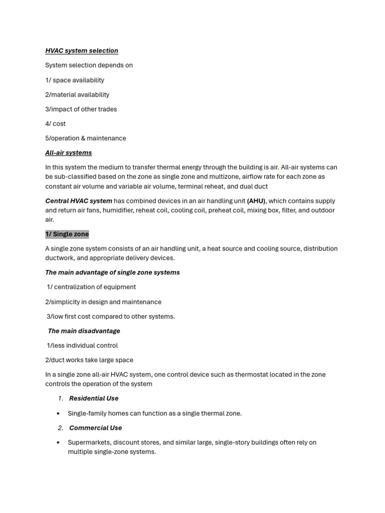 HVAC System Selection Guide | PDF | Building Engineering | Thermodynamics