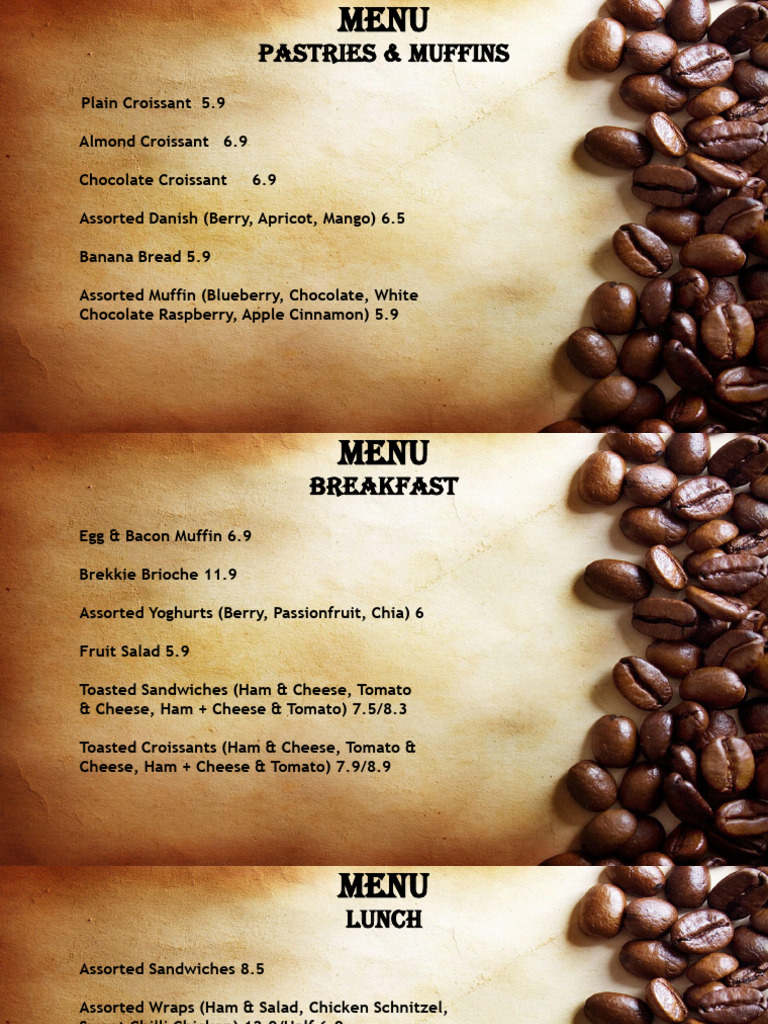 Common Cafe Menu Overview | PDF