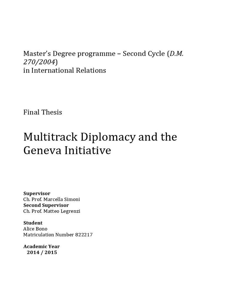 Multitrack Diplomacy and The Geneva Initiative | PDF | Conflict ...