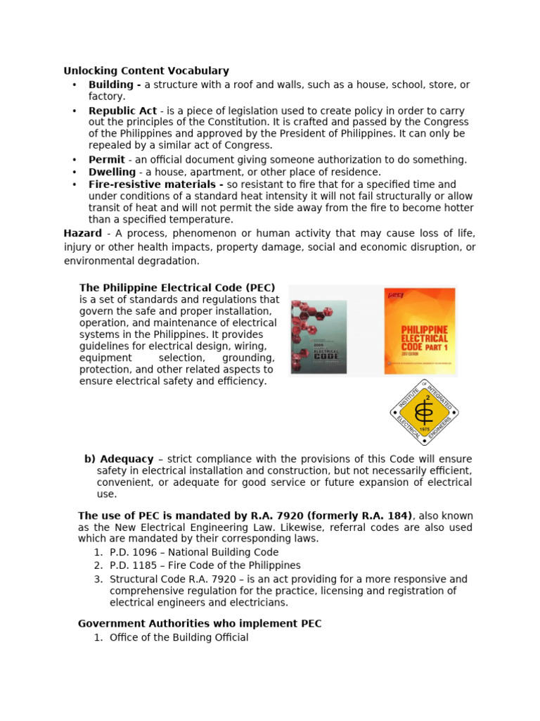 Unlocking Content Vocabulary | PDF | Electrician | Safety