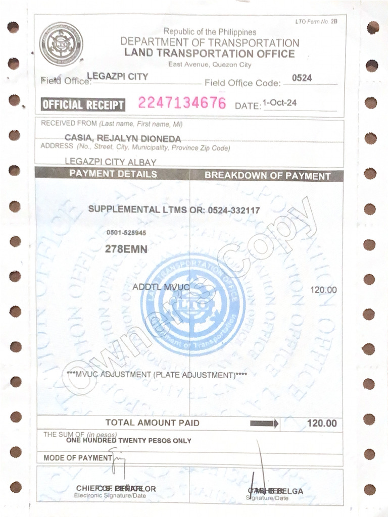 LTO Form No. 2B 1 | PDF