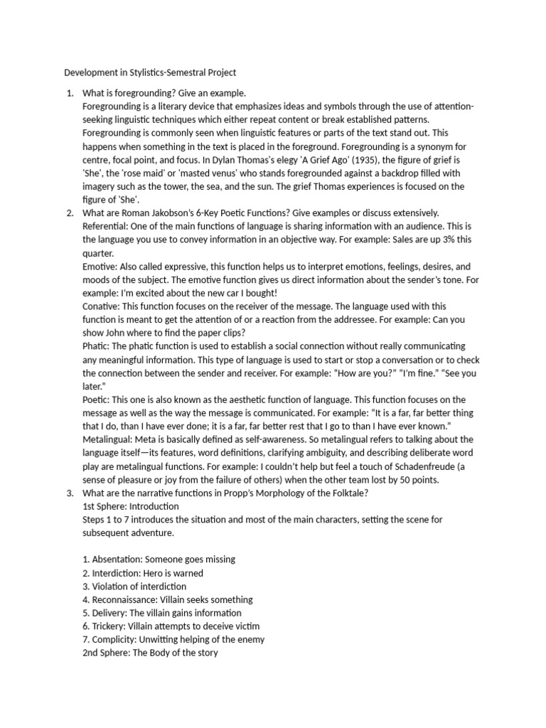 Stylistics and Poetic Functions Explained | PDF | Communication | Human ...