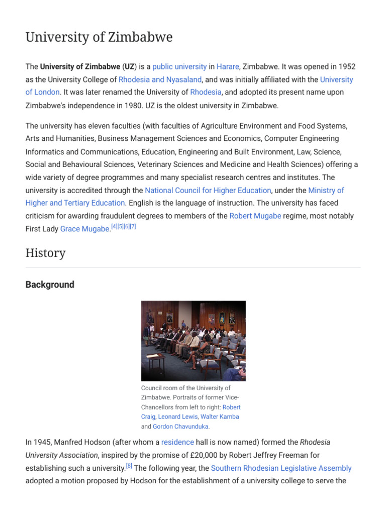 University of Zimbabwe Overview | PDF | Bachelor's Degree
