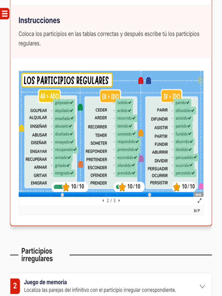 Participios Regulares e Irregulares en Español - ProfedeELE | PDF