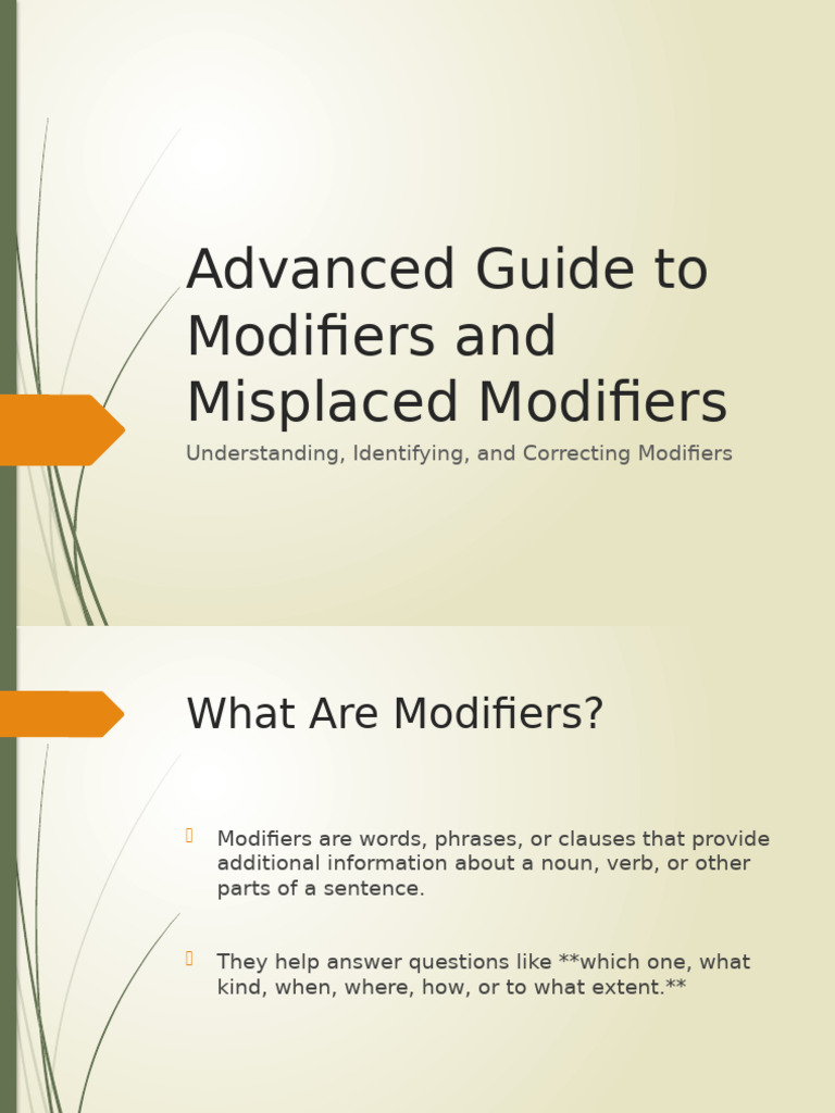 Advanced Modifiers Presentation | PDF | Adverb | Adjective