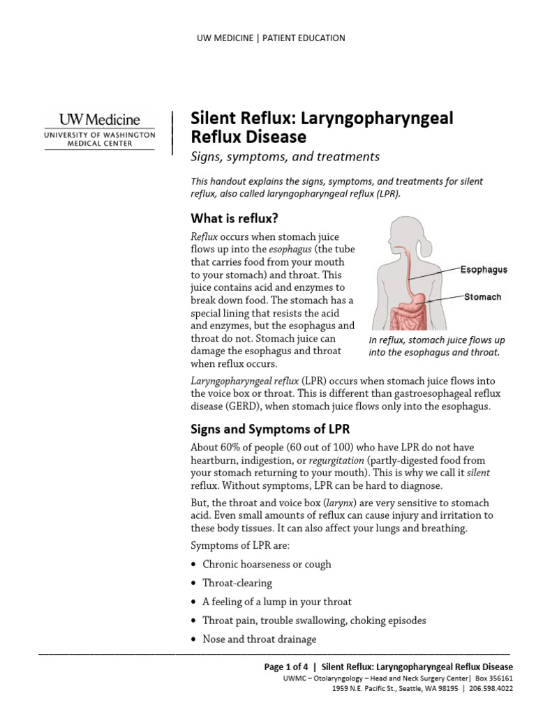 Silent Reflux: Symptoms and Treatment Guide | PDF | Gastroesophageal ...