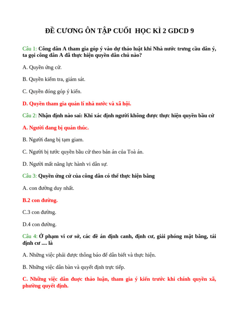 ĐỀ-CƯƠNG-CUỐI-HK2-GDCD-9 | PDF