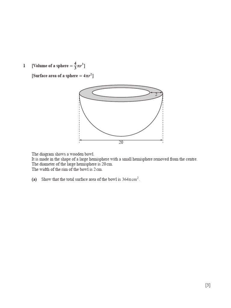 Mensuration Worksheet | PDF | Area | Sphere