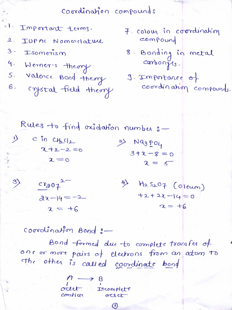 Coordination Compounds 1 (1) | PDF Coordination Compounds 1 (1) | PDF