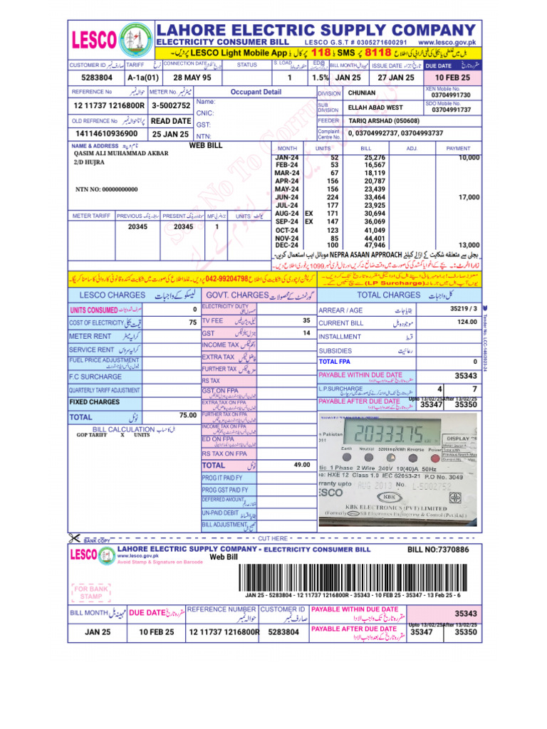 LESCO- Web Bill | PDF