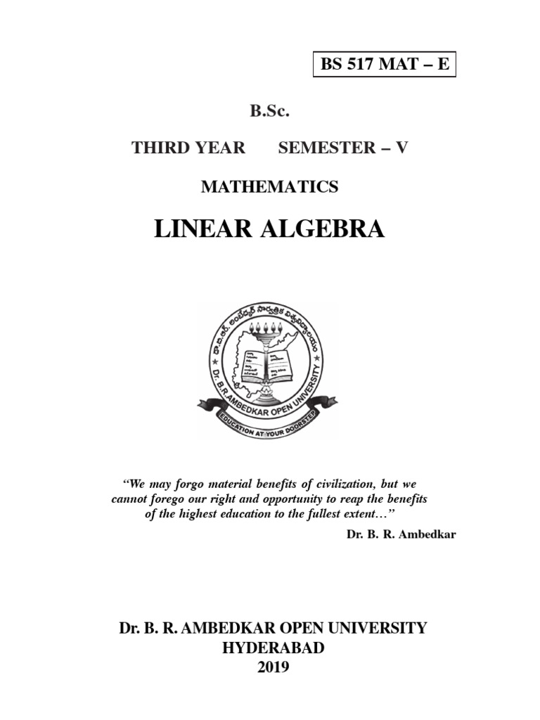 UGSemsterSyllabus Maths 5Sem517Maths English LINEARALGEBRA | PDF ...