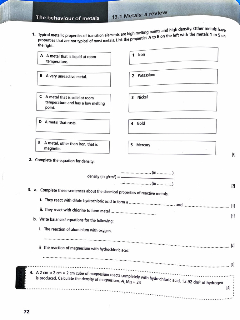 Metals Review Practice Questions | PDF | Oxide | Nitrate