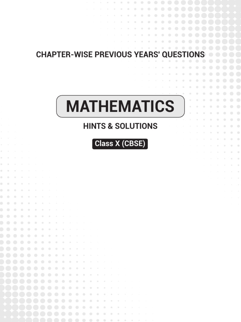 CBSE XChapterwise (PreviousYears) Qs Maths SOL | PDF