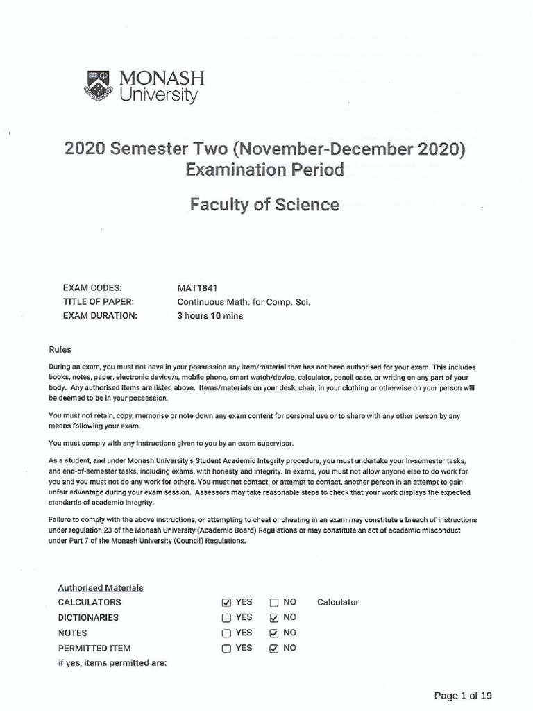 MAT1841 Sample EExam Questions | PDF