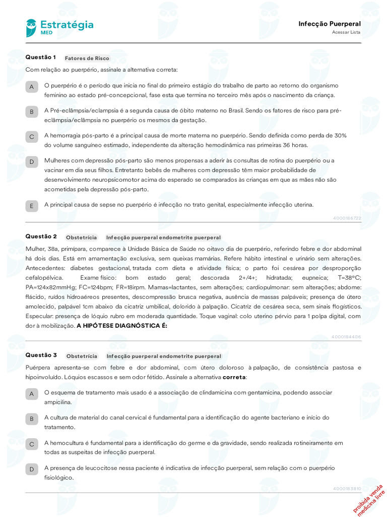 Infecção Puerperal | PDF | Período pós-parto | Parto